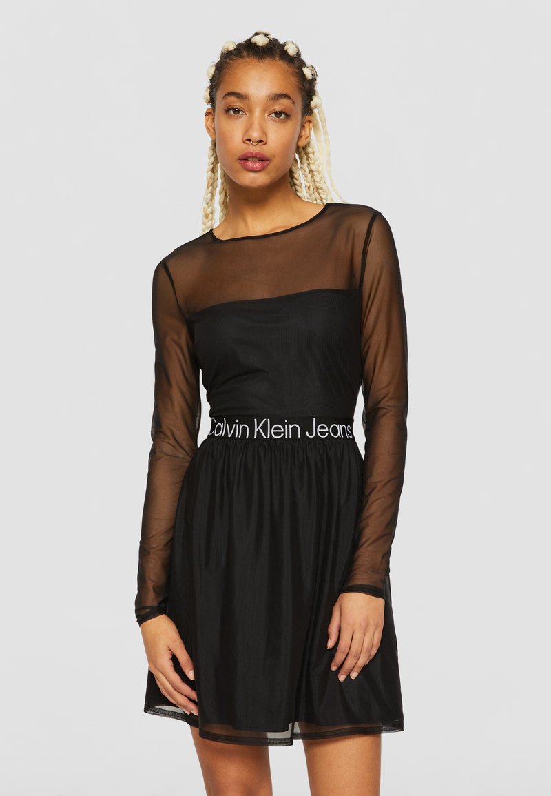 Calvin Klein Jeans Logo Dress Freizeitkleid Black Schwarz Zalando De