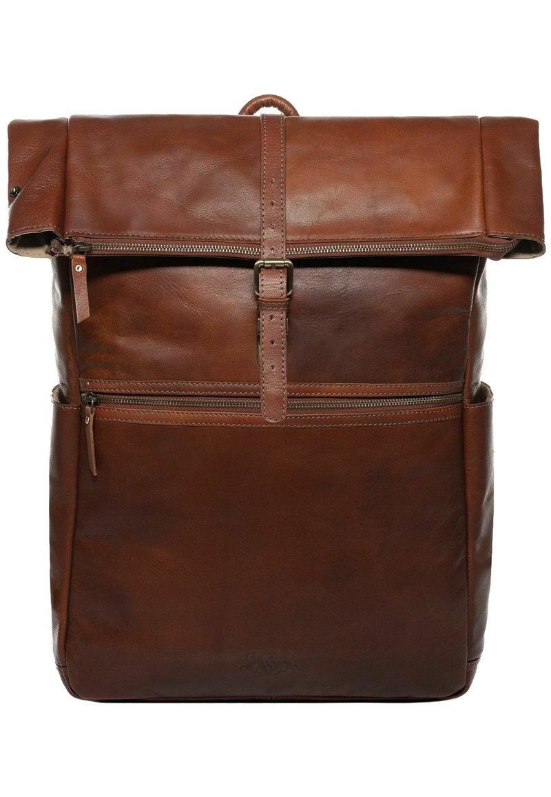 SID & VAIN ROLLTOP LEATHER BACKPACK XL - Sac à dos - hellbraun/marron ...