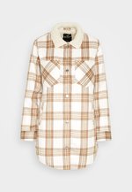Hollister Co. SHERPA LONG SHACKET - Short coat - tan plaid/brown - Zalando