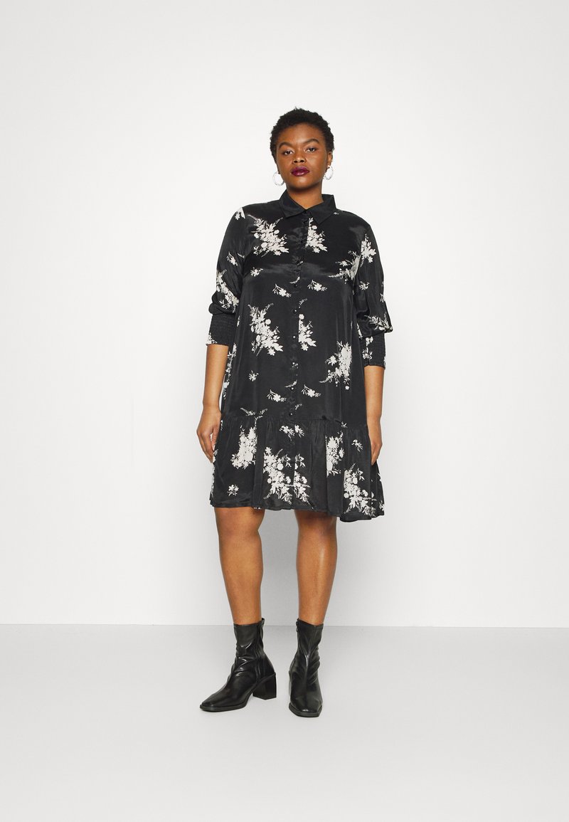 Kaffe Curve GANJA SLEEVE DRESS - Shirt dress - black - Zalando.ie
