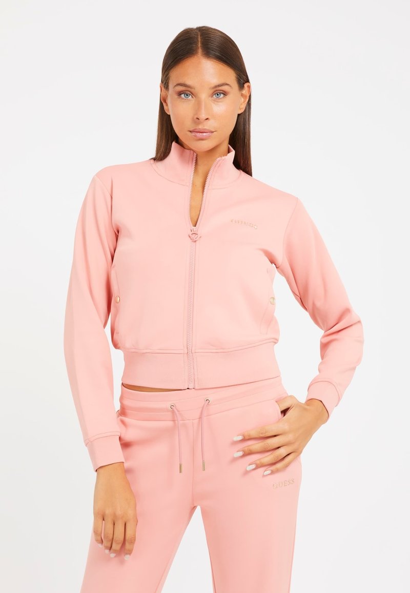 Guess MIT KLEINEM LOGO - Sweater met rits - rose/donkerroze - Zalando.nl
