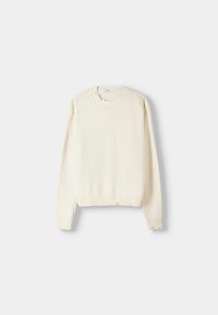 Bershka RIPPED - Jumper - white - Zalando