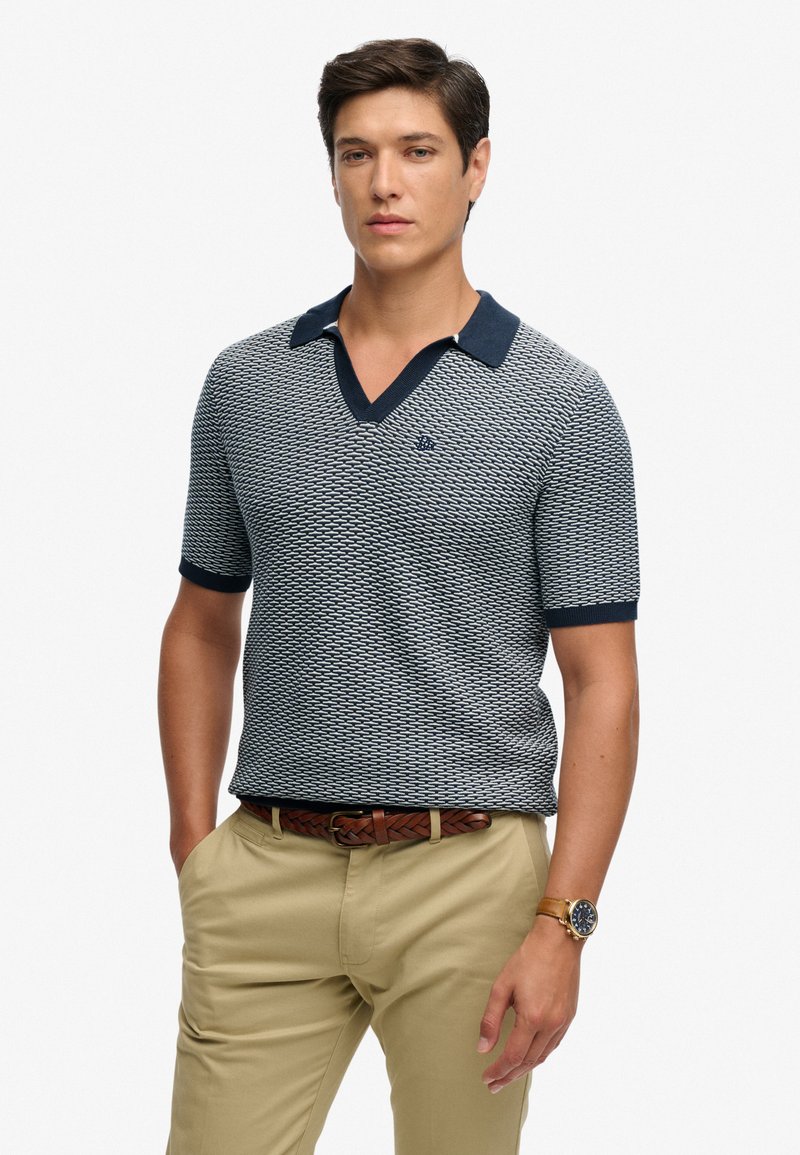 Superdry & Co JOHNNY COLLAR - Polo shirt - stormy navy jacquard/blue ...