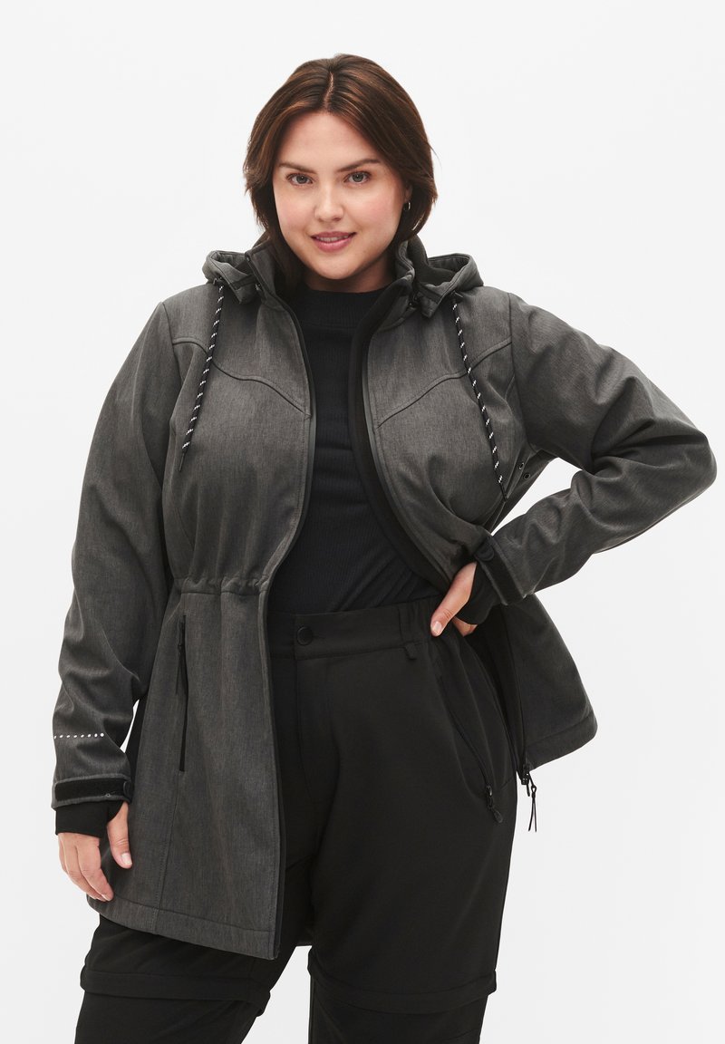 Zizzi WITH DETACHABLE HOOD - Outdoorjacke - dark grey melange/dunkelgrau - Zalando.de