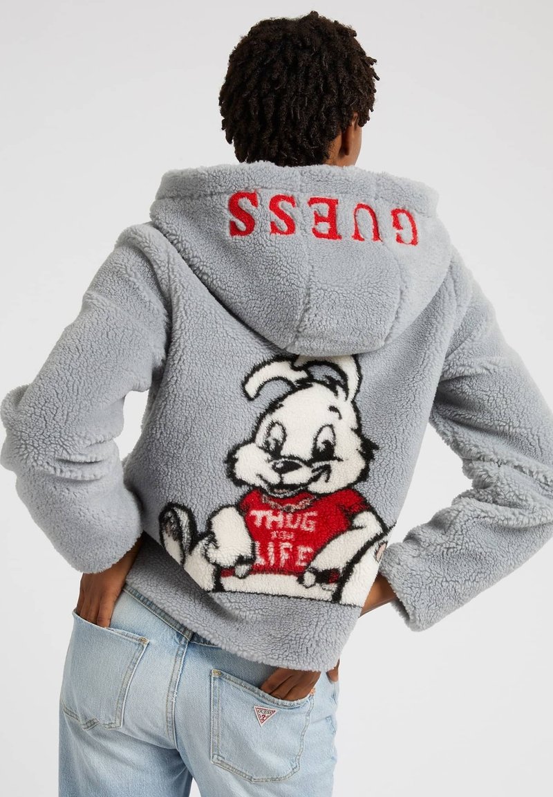 Guess GRAFFITI-PRINT - Fleece jacket - grau/grey - Zalando