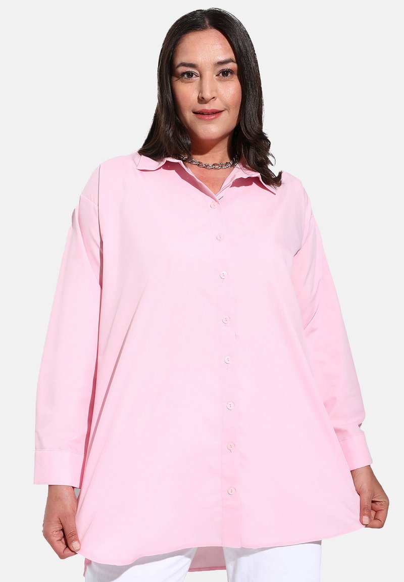 Modanisa CUBAN PLUS SIZE - ALIA - Button-down blouse - baby pink/light ...