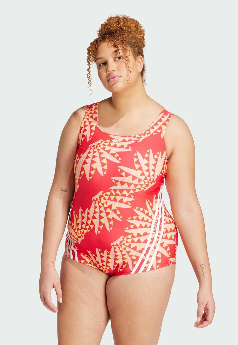 adidas Sportswear FARM RIO 3-STRIPES CLX PLUS SIZE - Badeanzug - semi pink glow white/hellrot ...