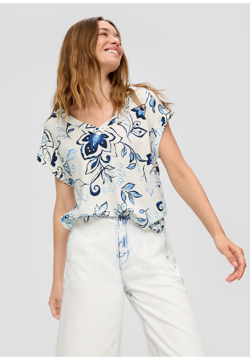 s.Oliver CUT OUT DETAIL V AUSSCHNITT - Bluse - ecru/offwhite - Zalando.de