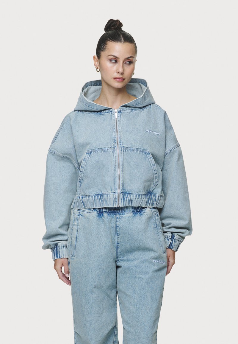 Pegador ZONA CROPPED ZIP - Denim jacket - washed pale blue/light-blue ...