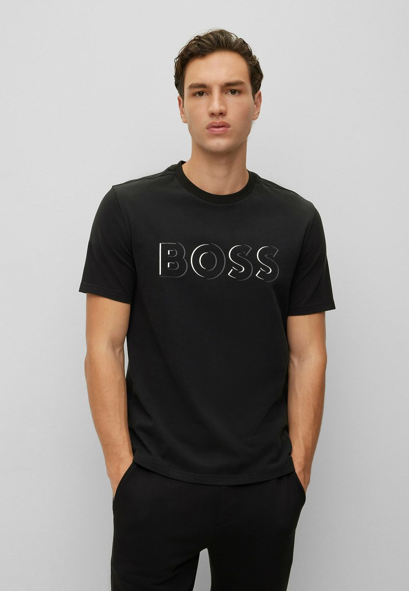 BOSS Print T-shirt - black one/black - Zalando.co.uk