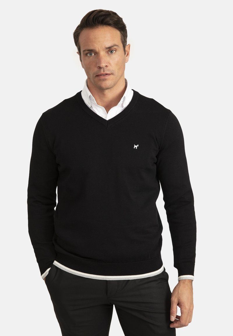 Williot ARM PACTH DETAIL V-NECK - Trui - black/zwart - Zalando.nl