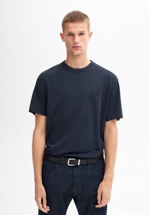 Massimo Dutti KURZÄRMELIGES AUS REINER - T-Shirt basic - dark blue ...