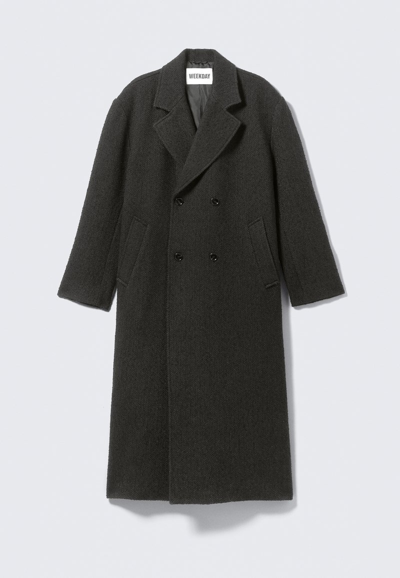 Weekday WOOLBLEND - Mantel - dark grey herringbone/donkergrijs - Zalando.be