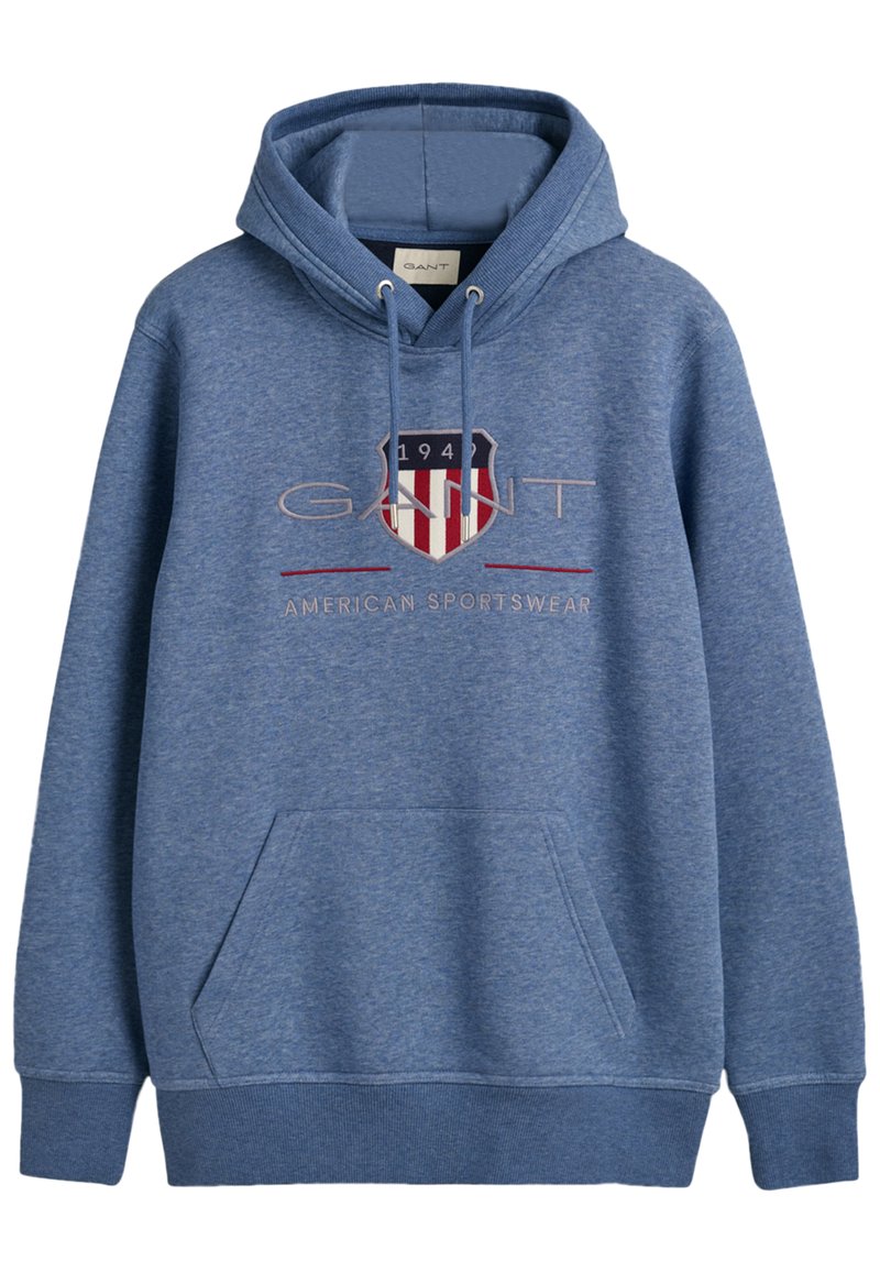 GANT ARCHIVE SHIELD - Sweat à capuche - denim blue mel/bleu chiné ...