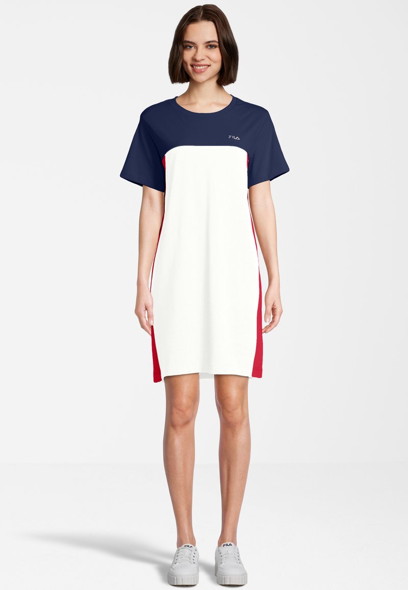 Fila BALIKESIR - Robe en jersey - bright white-medieval blue true red ...