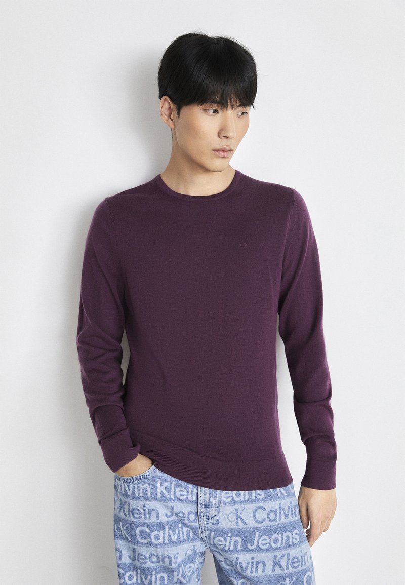Calvin Klein CREW NECK - Strickpullover - italian plum/beere - Zalando.de