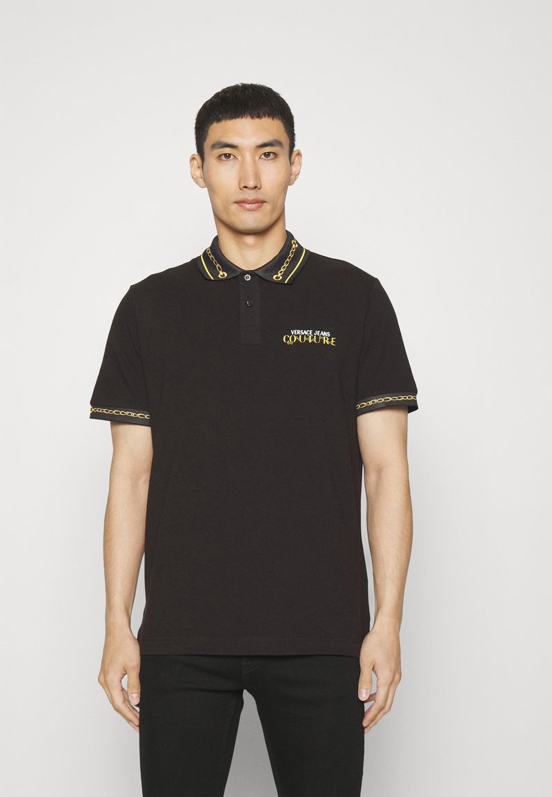 Versace Jeans Couture LOGO CHAIN - Polo shirt - black/gold/black ...