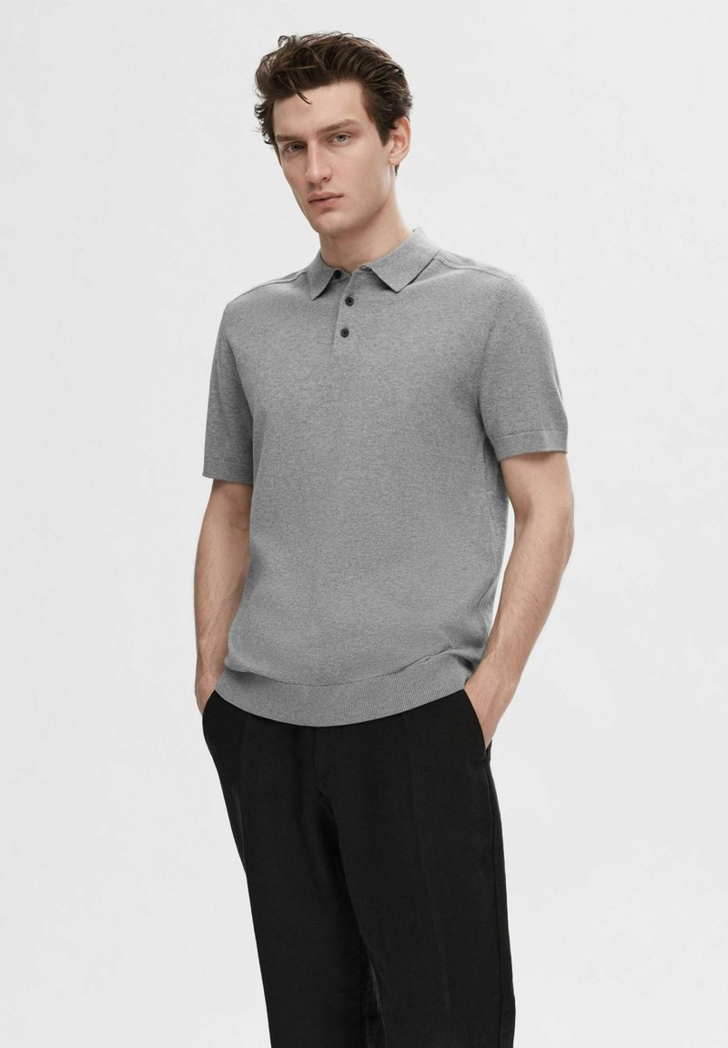 Selected Homme SLHBERG - Piké - medium grey melange/mörkgrå - Zalando.se