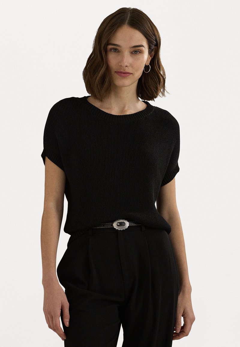 Lauren Ralph Lauren RIB-KNIT SHORT-SLEEVE JUMPER - Jumper - black ...