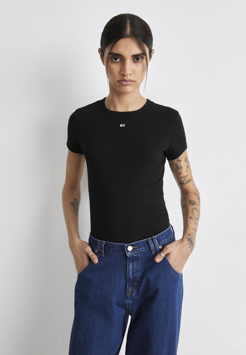Tommy Jeans SLIM ESSENTIAL - T-Shirt basic - black/schwarz - Zalando.ch