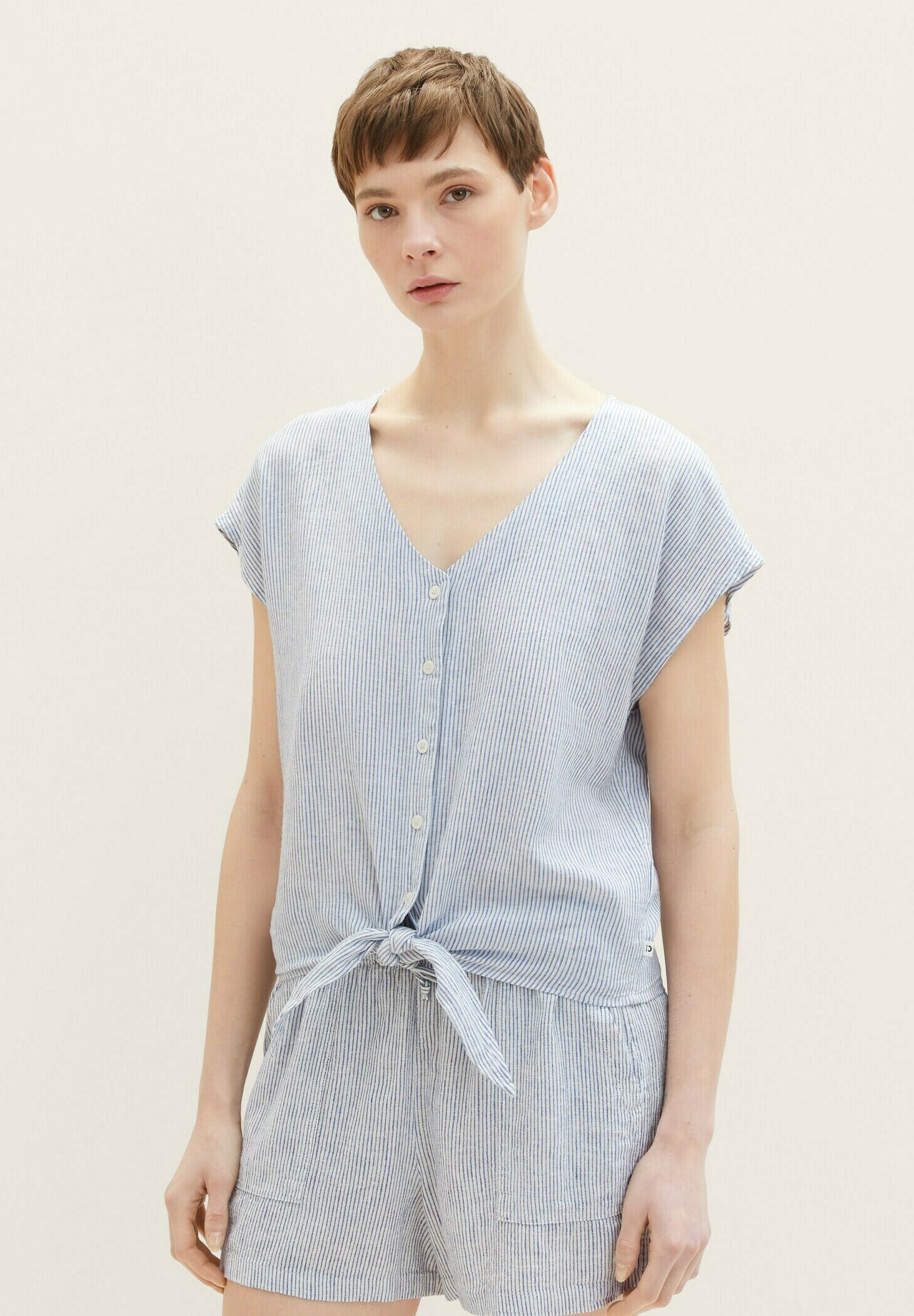 TOM TAILOR DENIM Bluse - white blue vertical stripe/hellblau - Zalando.ch