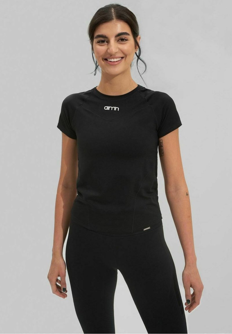 aim’n® SOFT BASIC SHORT SLEEVE - Sport T-shirt - black/zwart - Zalando.nl