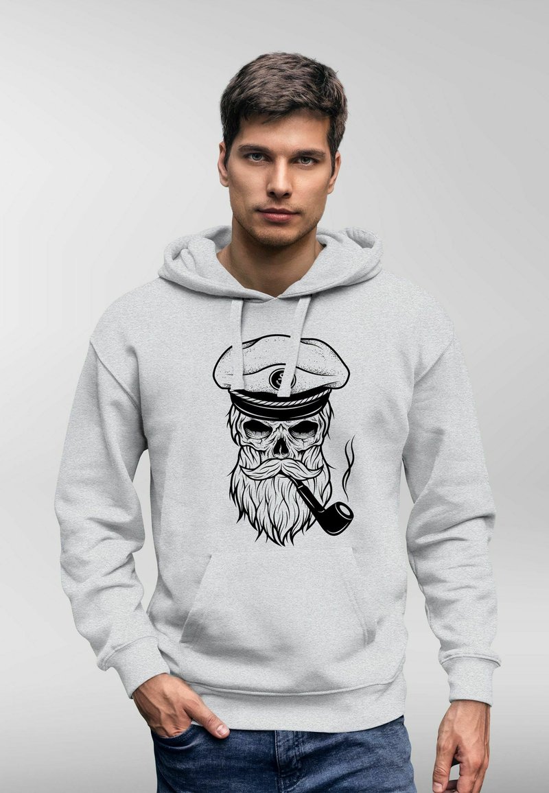 Neverless TOTENKOPF KAPITÄN CAPTAIN SKULL BARD SE - Kapuzenpullover - grau - Zalando.de