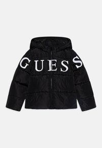 Guess JUNIOR HOODED PADDED PUFFER - Winter jacket - jet black/black ...