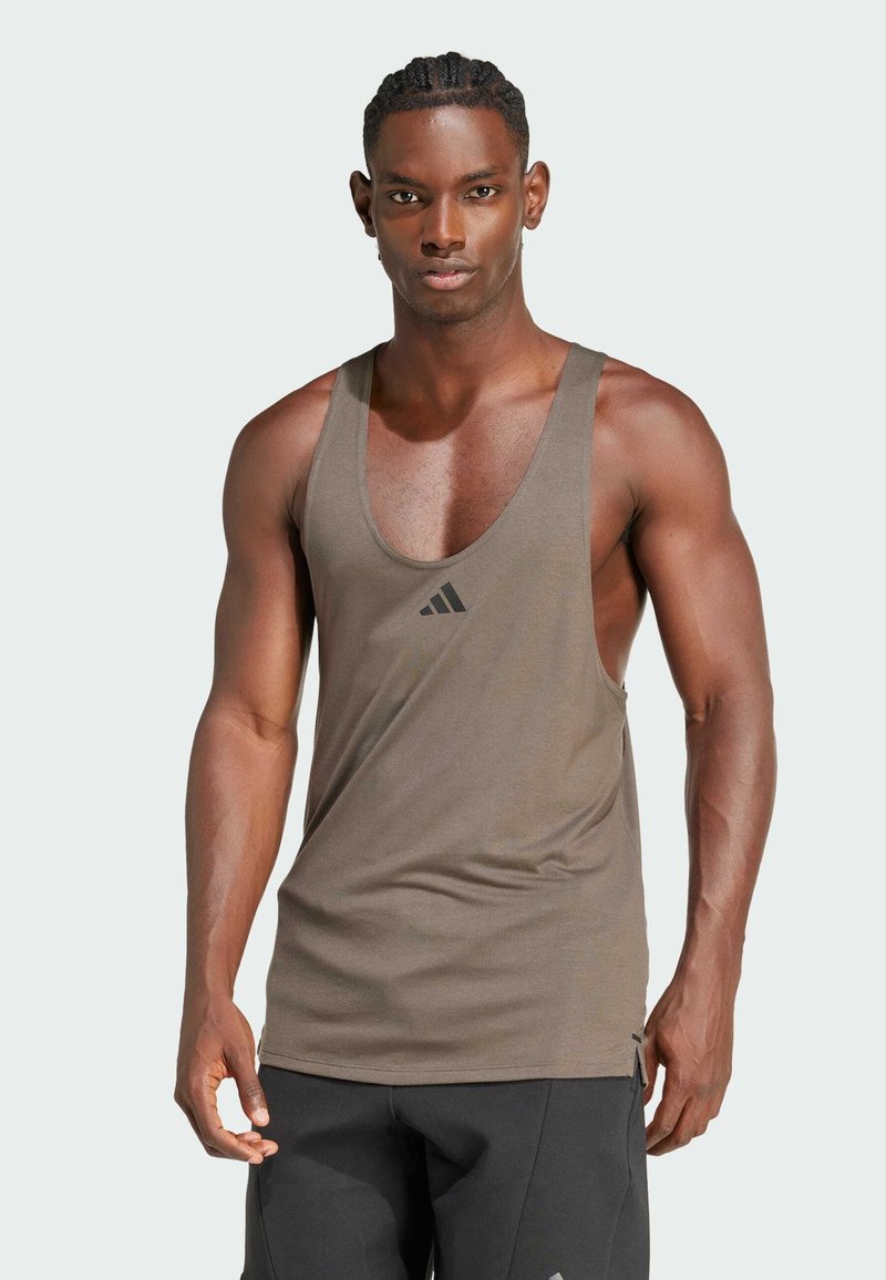 adidas Performance WORKOUT STRINGER - Top - shadow olive black/light ...