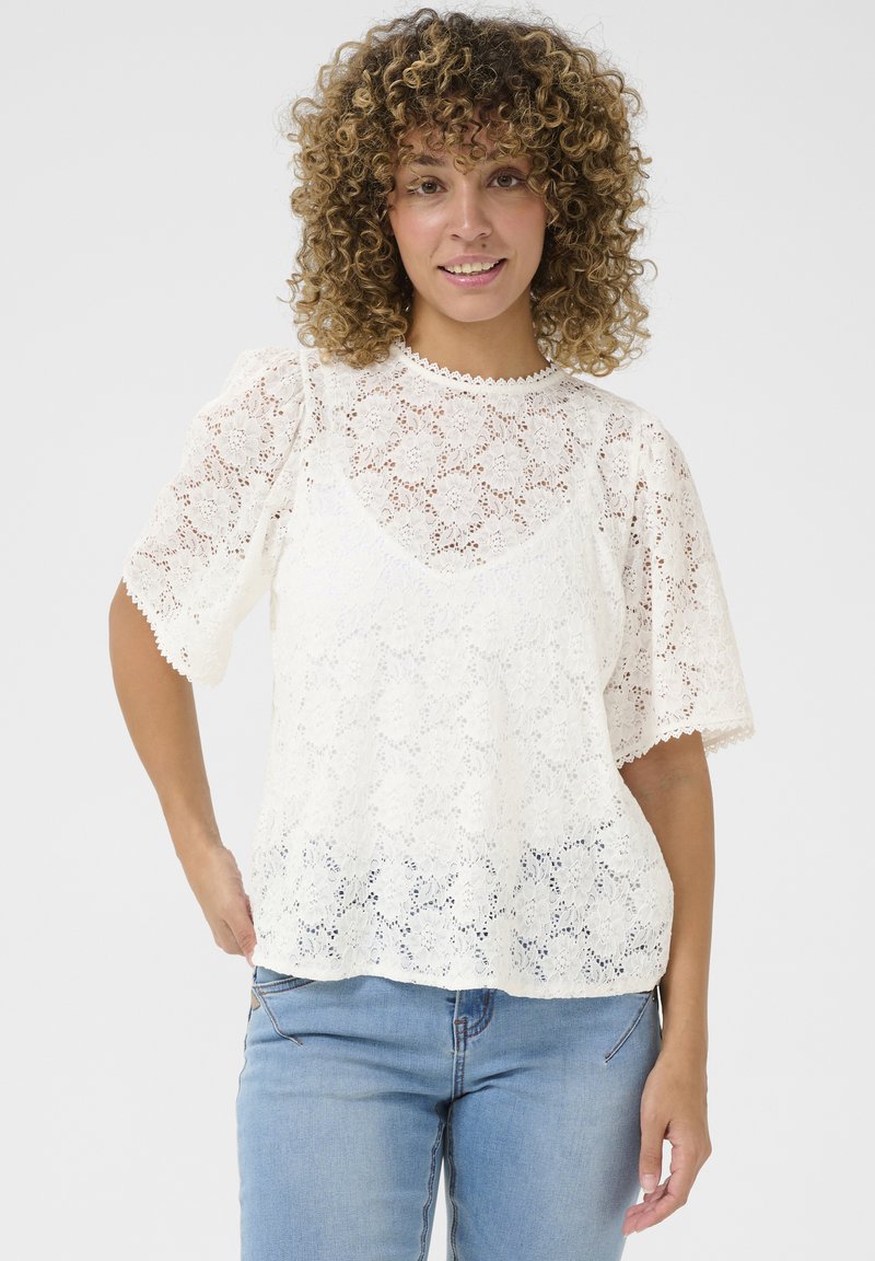 Cream Print T-shirt - snow white/white - Zalando.ie