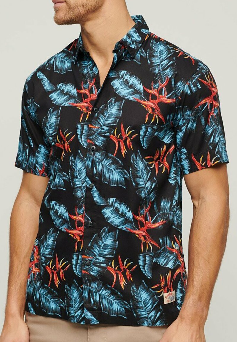 Superdry HAWAIIAN BOX FIT - Overhemd - dark navy fire/blauw - Zalando.be