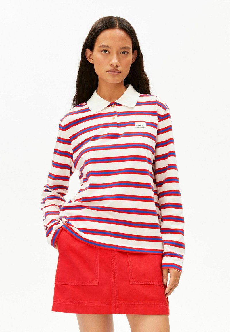 ARMEDANGELS STRIPE - Long sleeved top - light oatmilk/mars red/dynamo ...