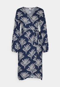 VILA VIANJA V-NECK DRESS - Freizeitkleid - navy blazer/white leaves ...