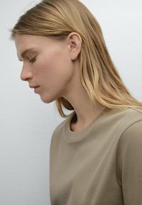 Massimo Dutti AUS PREMIUM - T-Shirt basic - mottled brown/braun meliert ...