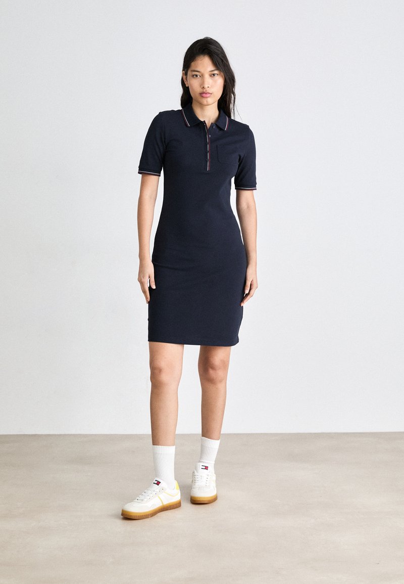 Tommy Hilfiger SLIM TIPPING POLO - Day dress - desert sky/dark blue ...