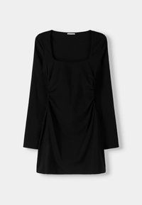 Bershka LONG SLEEVE BENGALINE MINI - Robe fourreau - black/noir - ZALANDO.FR