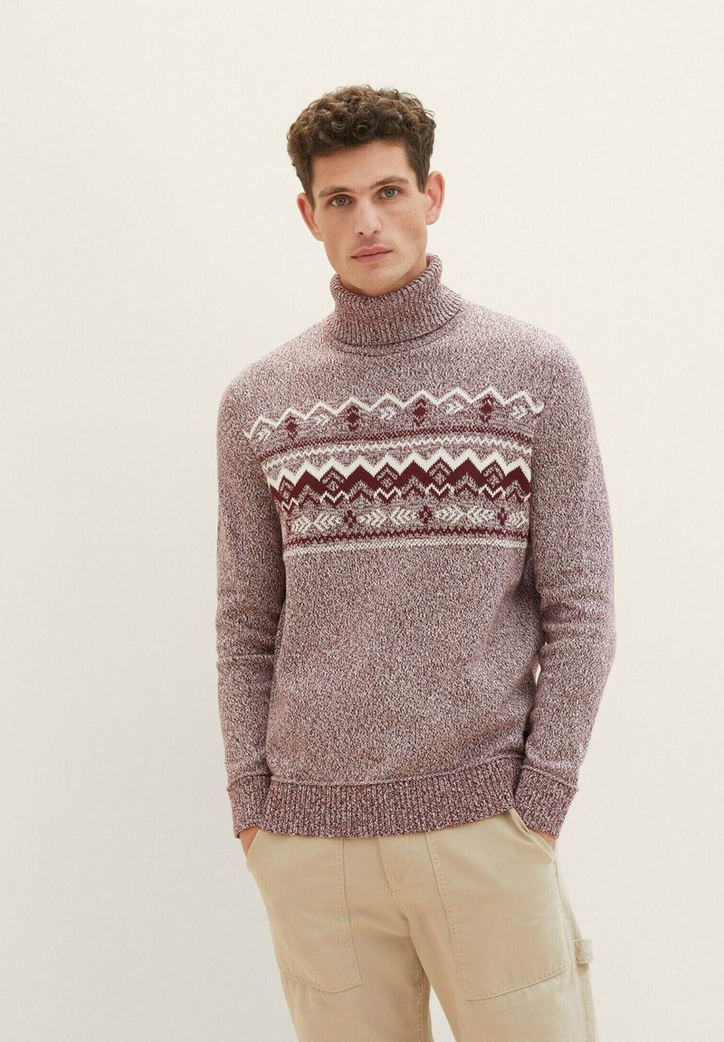 TOM TAILOR Jumper - tawny port white twotone/bordeaux - Zalando.de