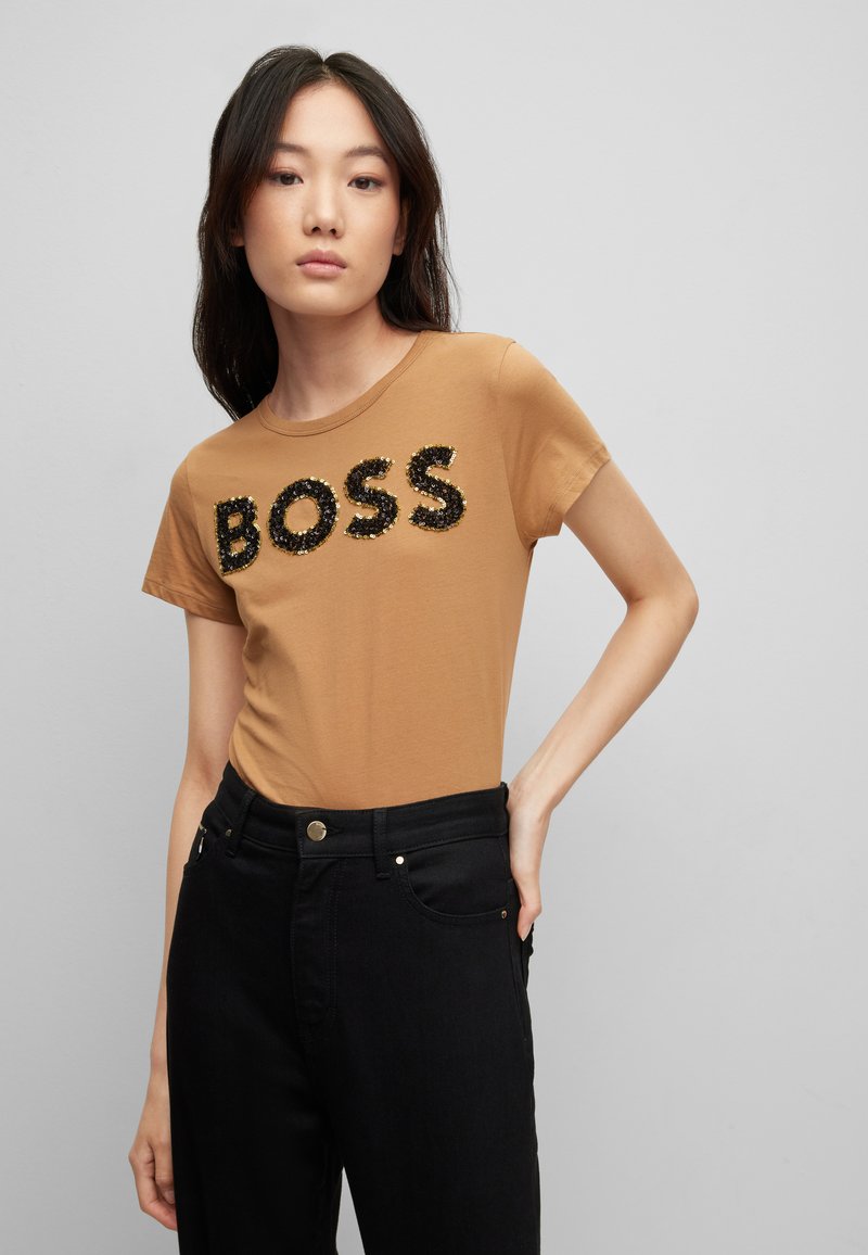 BOSS EVENTSA_GLB - Print T-shirt - beige - Zalando