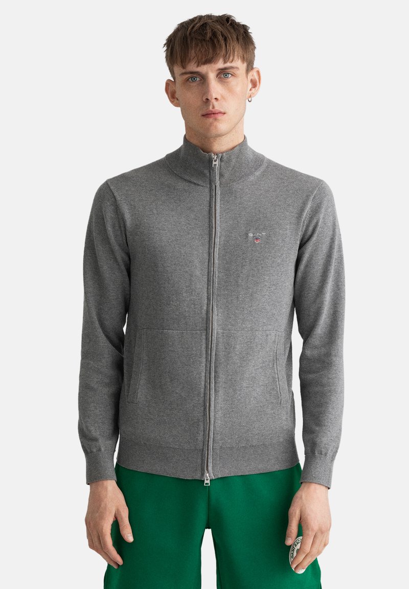 GANT CLASSIC - Sweatjacke - dark grey melange/dunkelgrau - Zalando.ch