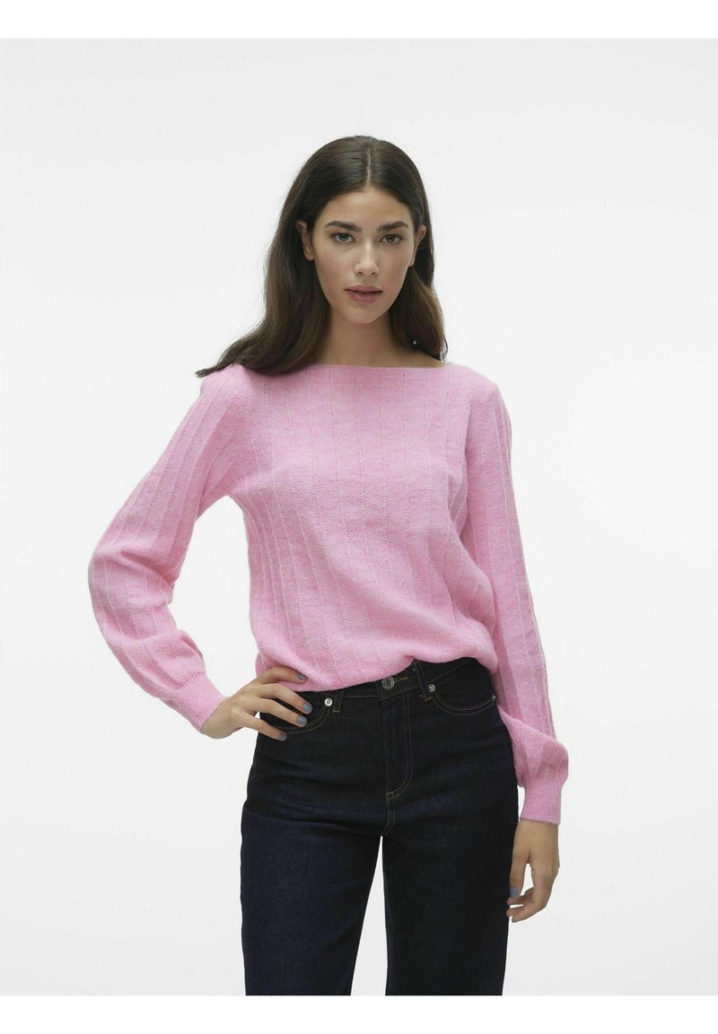 Vero Moda KAMILLE LS BOATNECK - Strickpullover - sachet pink/pink - Zalando