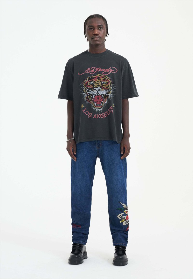 Ed Hardy LA TIGER VINTAGE DIAMANTE - T-Shirt print - black/schwarz ...