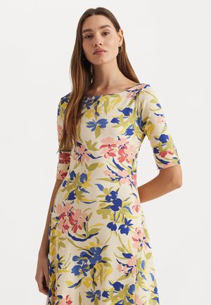 Lauren Ralph Lauren MUNZIE ELBOW SLEEVE DAY DRESS - Vestito di maglina - navy/burgundy multi/blu ...