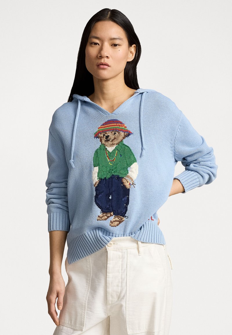 Polo Ralph Lauren POLO BEAR COTTON HOODED SWEATER - Hanorac - camp blue ...