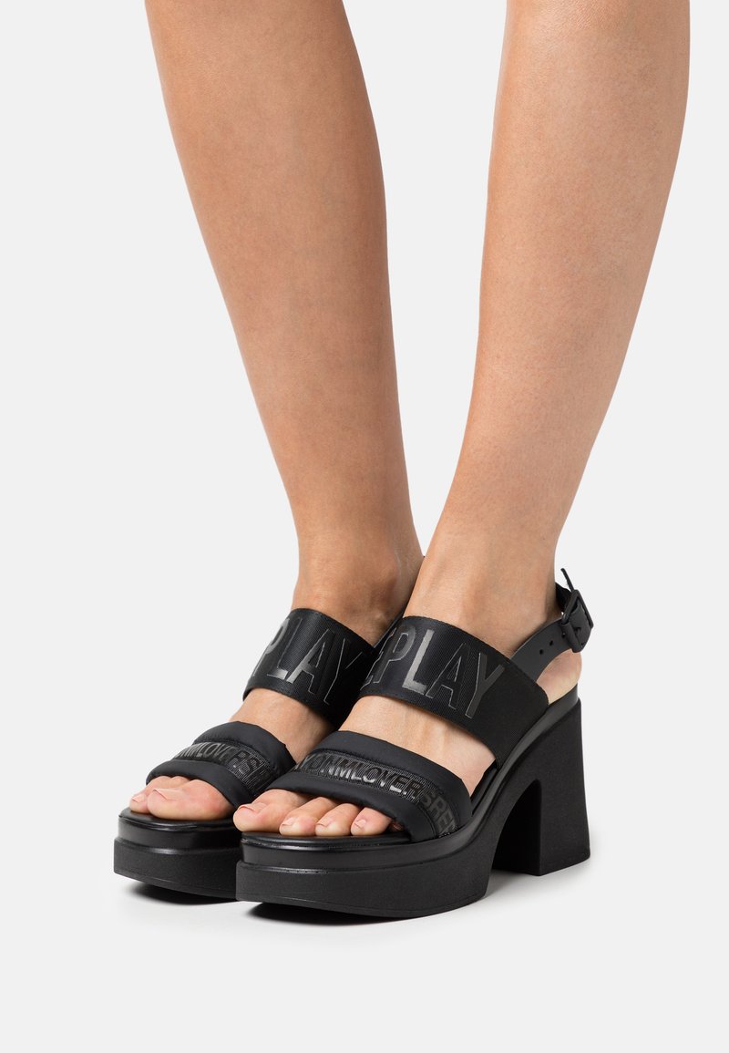 Replay LYBRA - Sandále na platforme - black/čierna - Zalando.sk