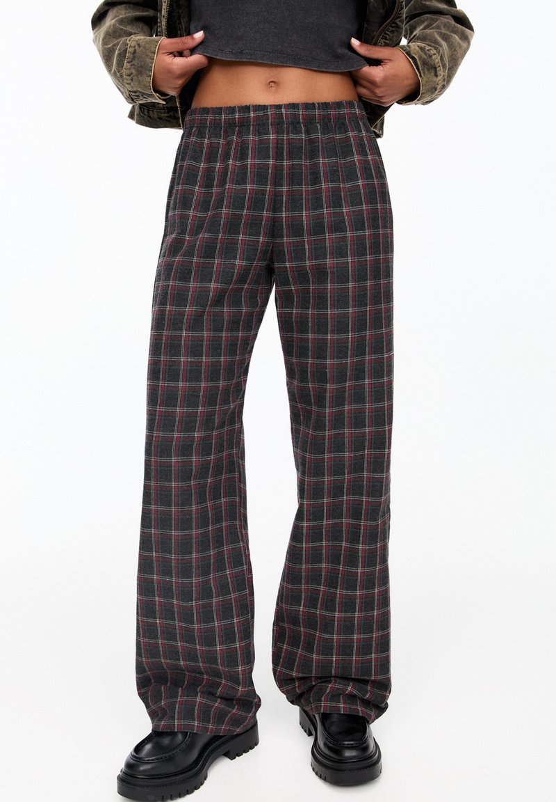 PULL&BEAR CHECK WITH ELASTICATED WAISTBAND - Bukser - dark grey ...