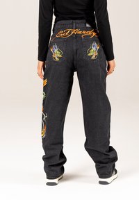 Ed Hardy CRAWLING DRAGON - Jeans Relaxed Fit - washed black/sort ...