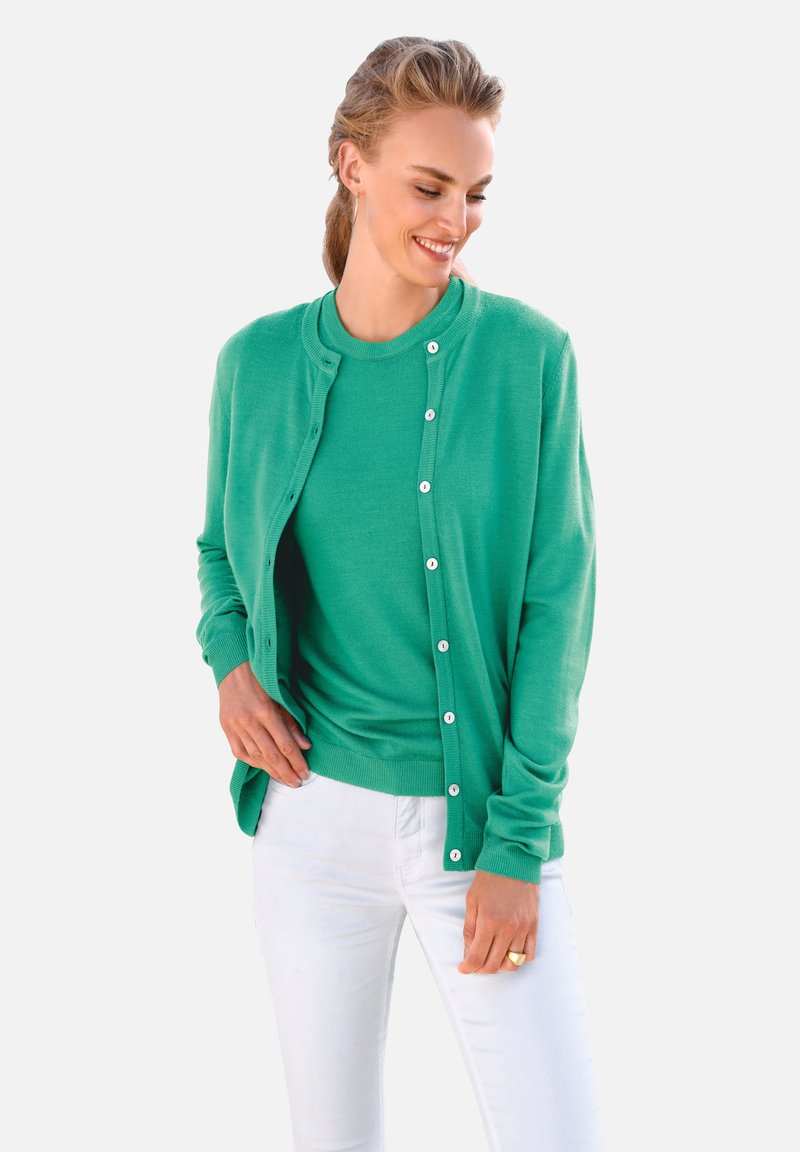 PETER HAHN TWINSET MIT 1/2-ARM-PULLOVER - Cardigan - jadegrün/grøn ...