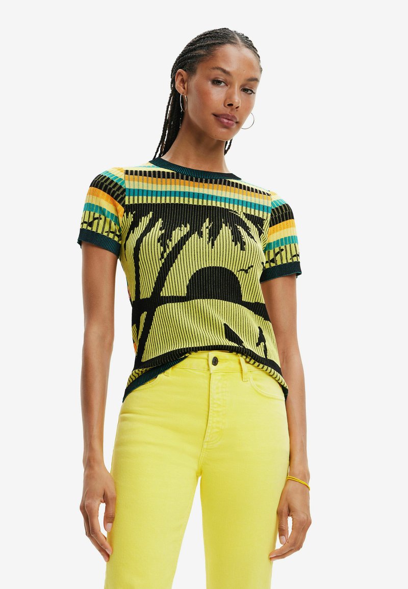 Desigual KNIT LANDSKAPE - T-shirts print - yellow/gul - Zalando.dk