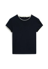 Massimo Dutti CONTRAST - T-Shirt basic - mottled dark blue/dunkelblau ...