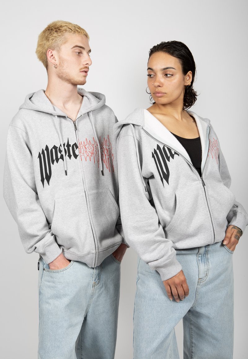 Wasted Paris HOODIE ZIP DARK PITCHER UNISEX - Sweatjakke - ash grey/lysegrå-melert - Zalando.no